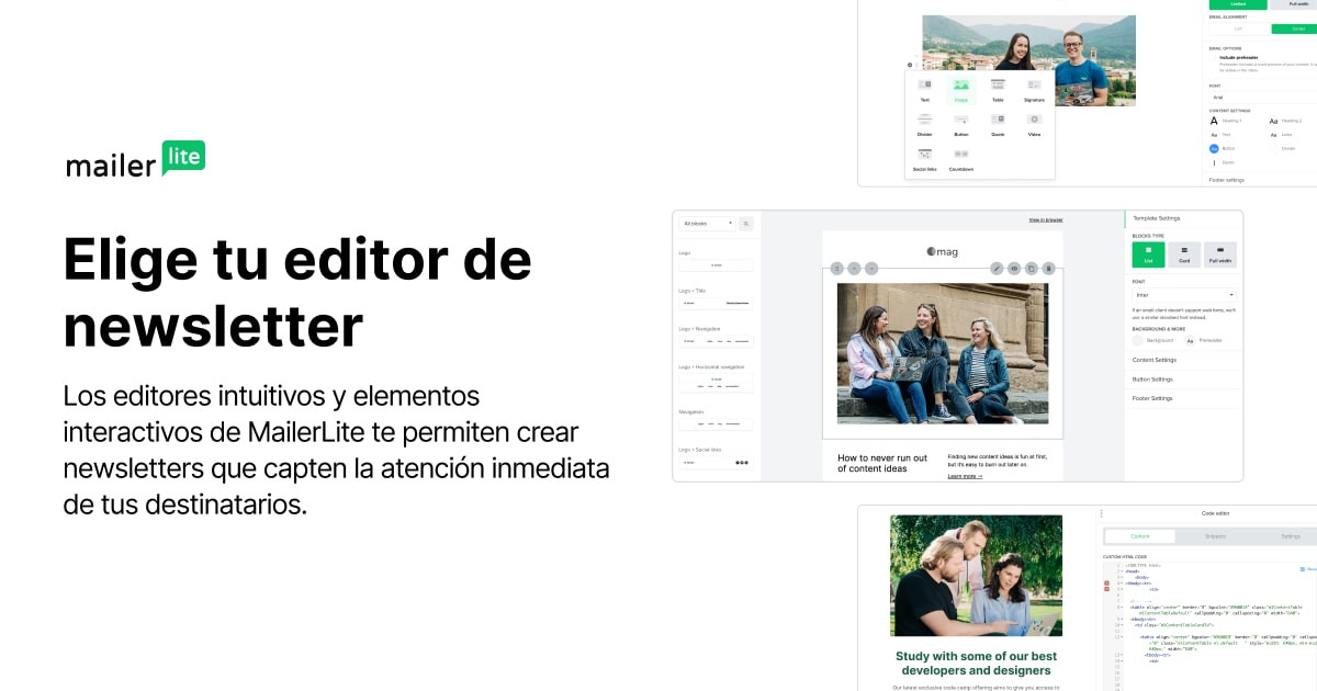 Diseña atractivos newsletters con los editores de MailerLite - MailerLite