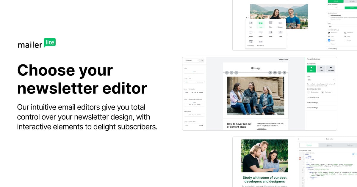 Craft Beautiful Newsletters - Drag & Drop, Rich Text and HTML Editors ...