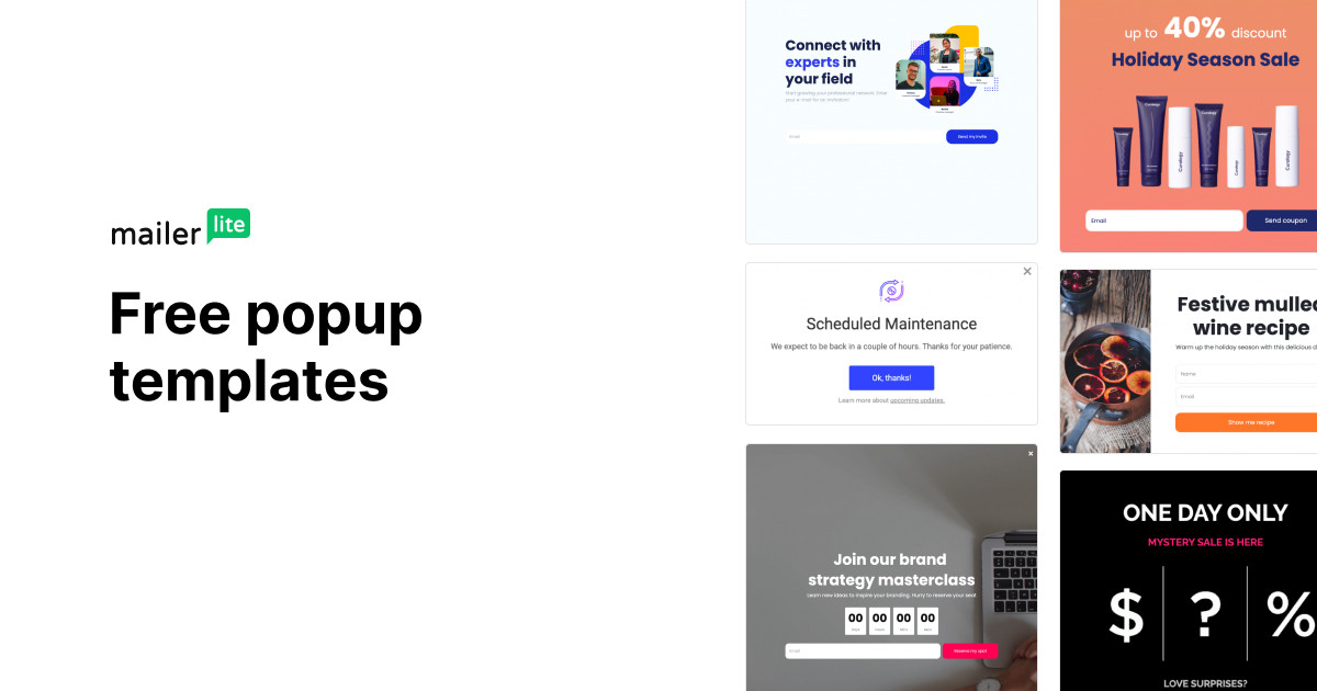 Amazing Pop-up Templates - MailerLite
