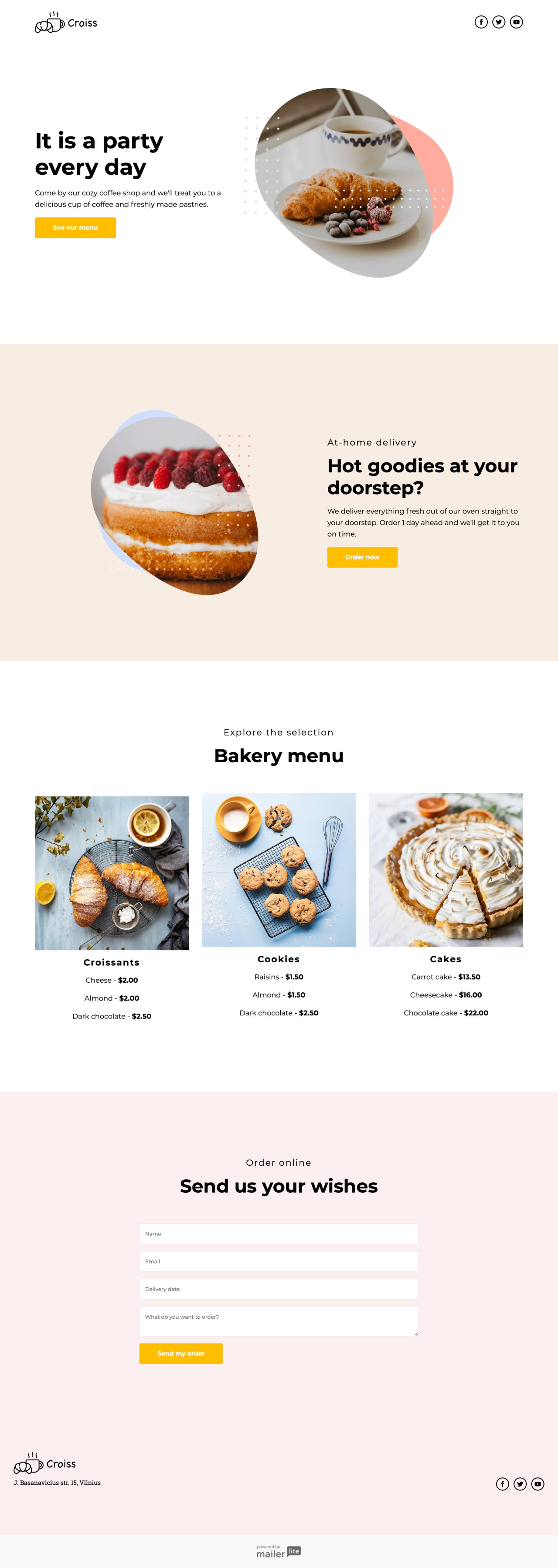 Bakery Landing Page Template MailerLite