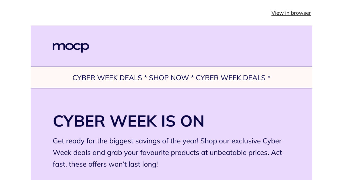 Cyber Week Sale Email Template