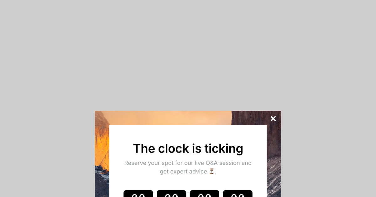 Event countdown form pop-up template - MailerLite